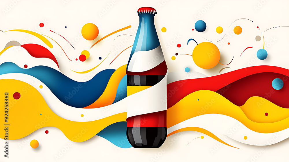 3. A stylized depiction of a classic soda bottle, surrounded by dynamic ...