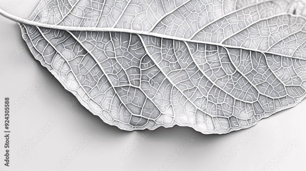 Detailed close up of a leaf showing the veins and texture, rendered in ...