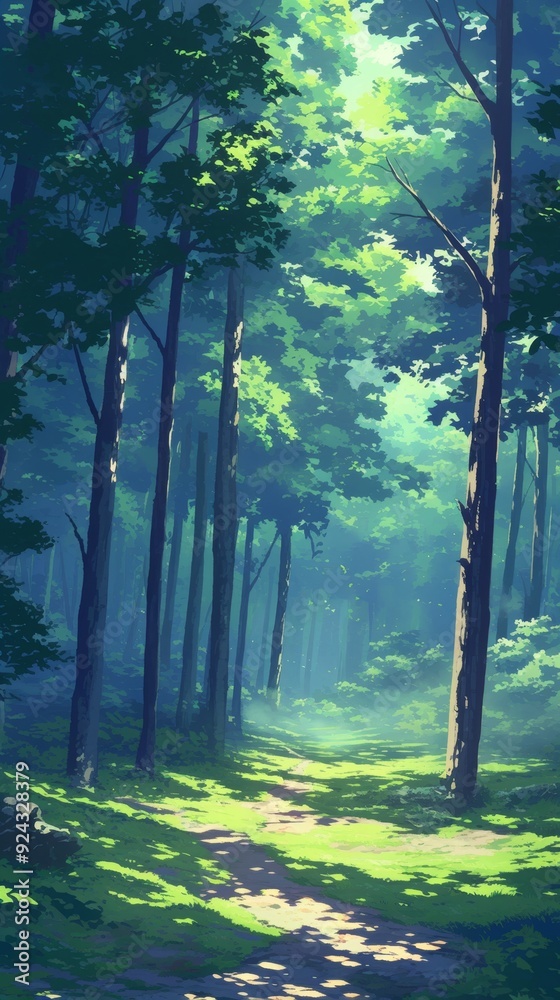 Enchanting Anime-Style Forest Village in Autumn: Dreamy Misty Landscape ...
