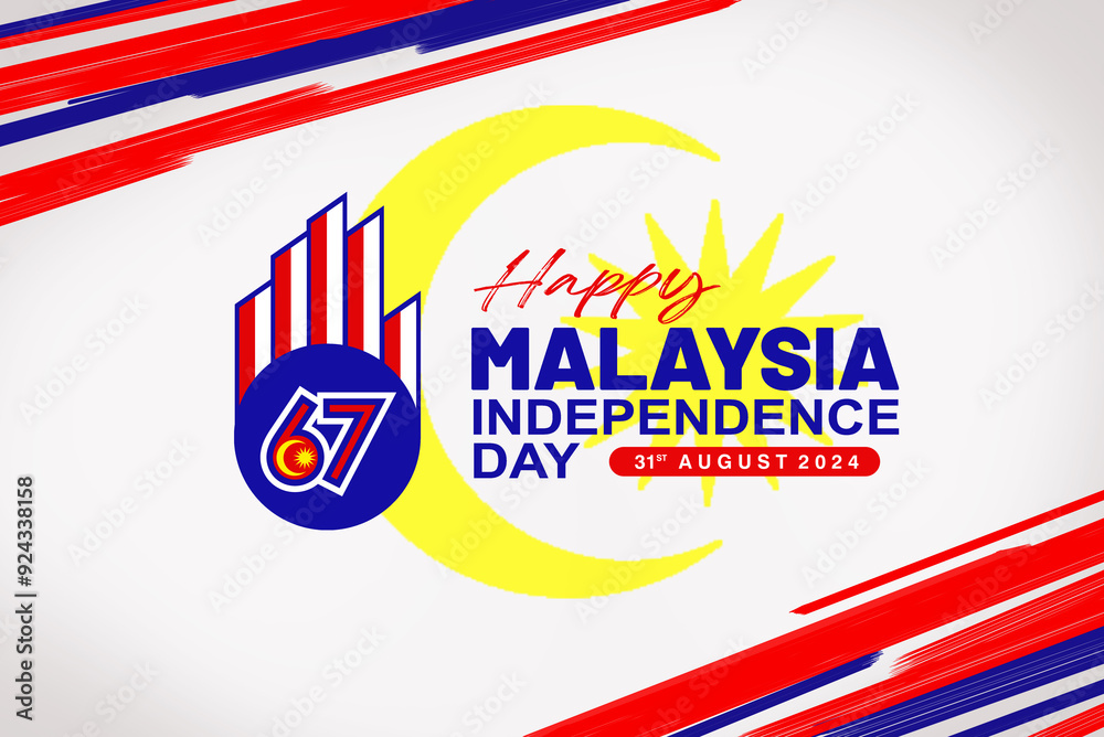 Abstract brush style 67th Malaysia "Merdeka Day" Means Independence Day ...