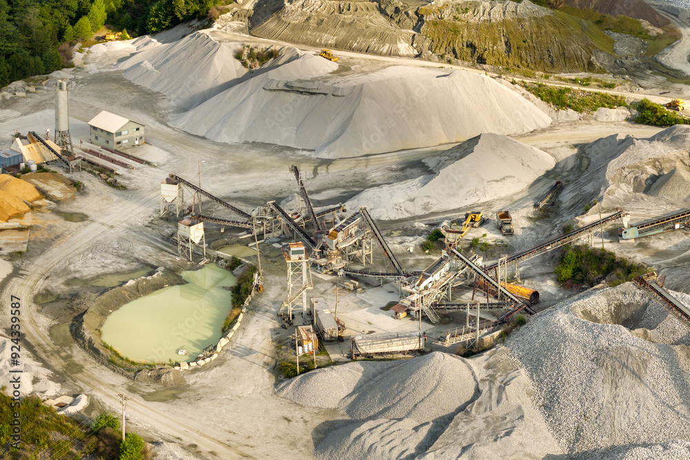 Limestone quarry at industrial open-pit mining site In North Carolina ...