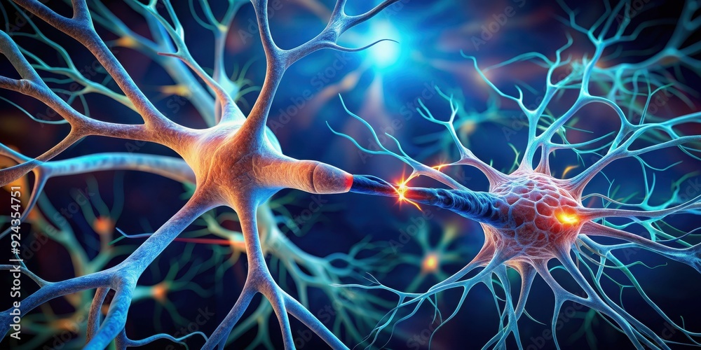 Motor neuron connecting to muscle fiber with , neuron, muscle, fiber ...