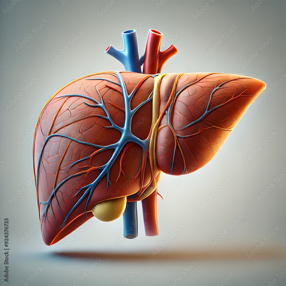 Photo Stock Human liver Anatomy: detailed 3D model of the human liver ...