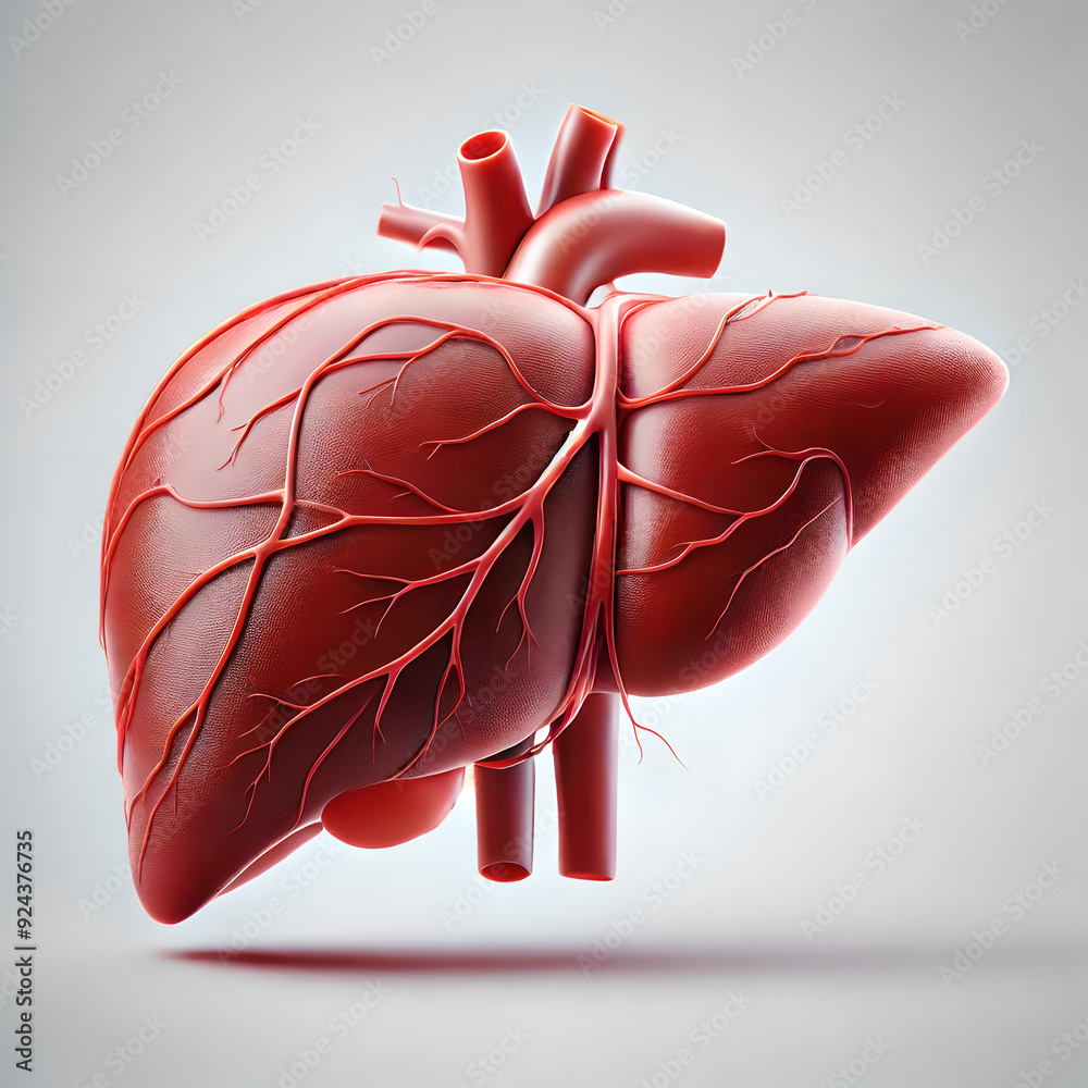 Human liver Anatomy: detailed 3D model of the human liver, showing the ...