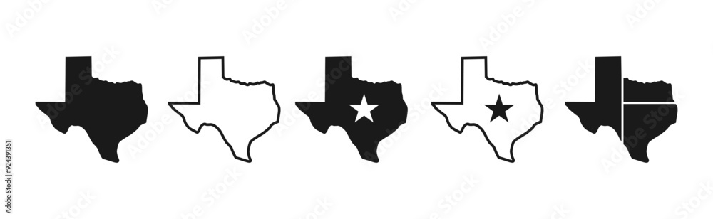 Texas map icon set, Texas map isolated on transparent background ...