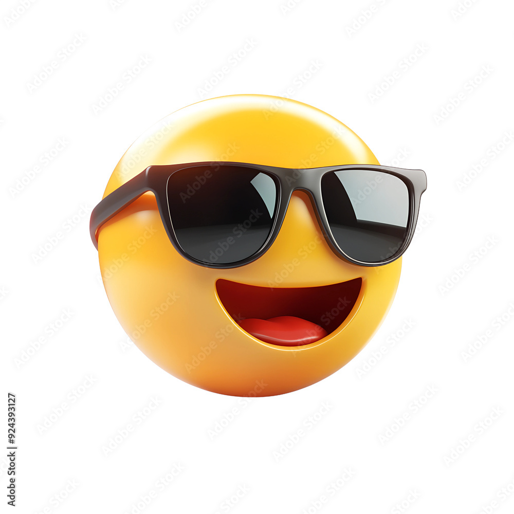 Smiling face with sunglasses three-dimensional emoji,3d cheerful ...