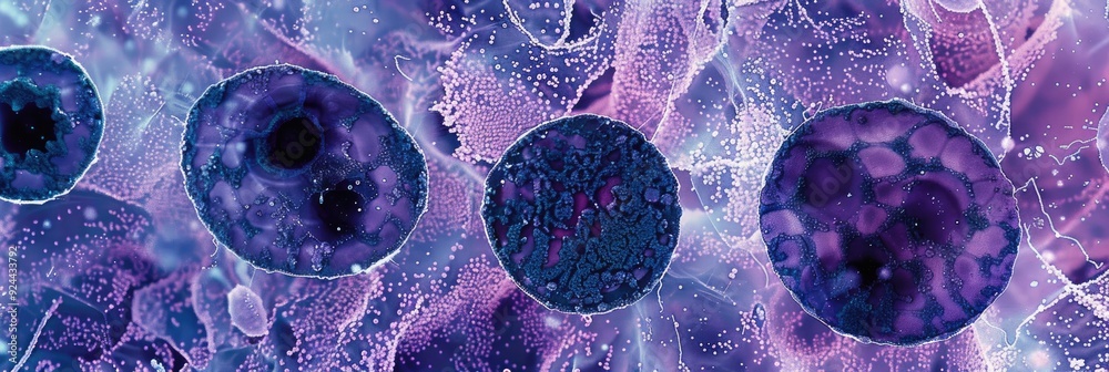 TEM micrograph displaying a mitotic cell alongside interphase cells ...