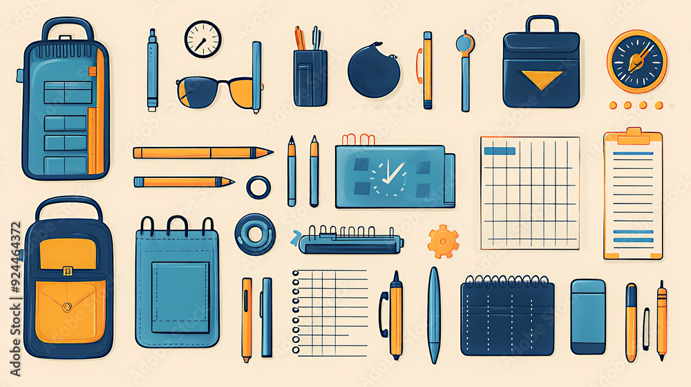 Flat vector high-resolution Back to School infographics set with a ...