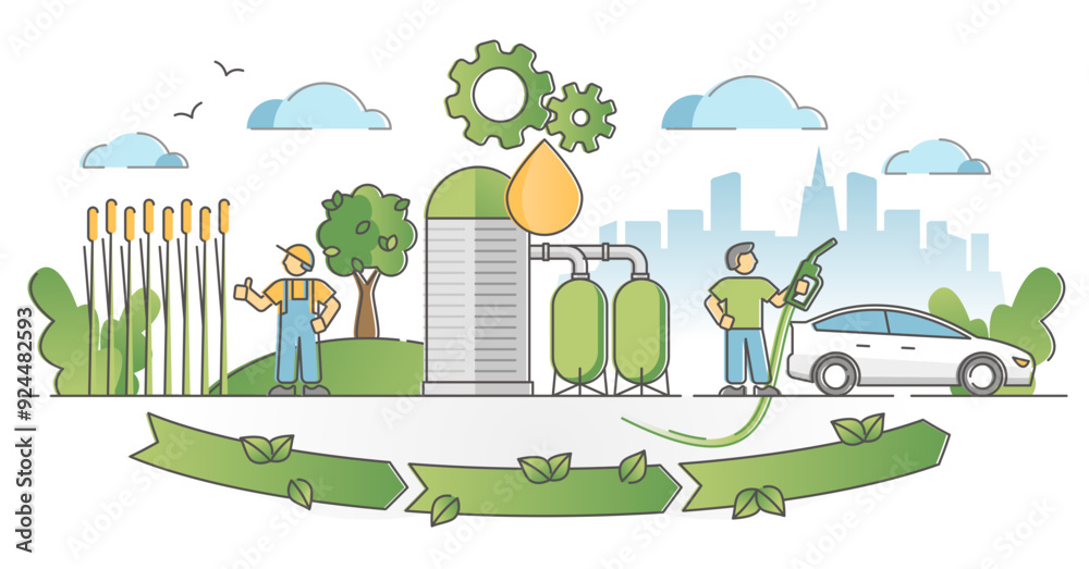 Biofuel life cycle process from biomass growing to ecological fuel ...