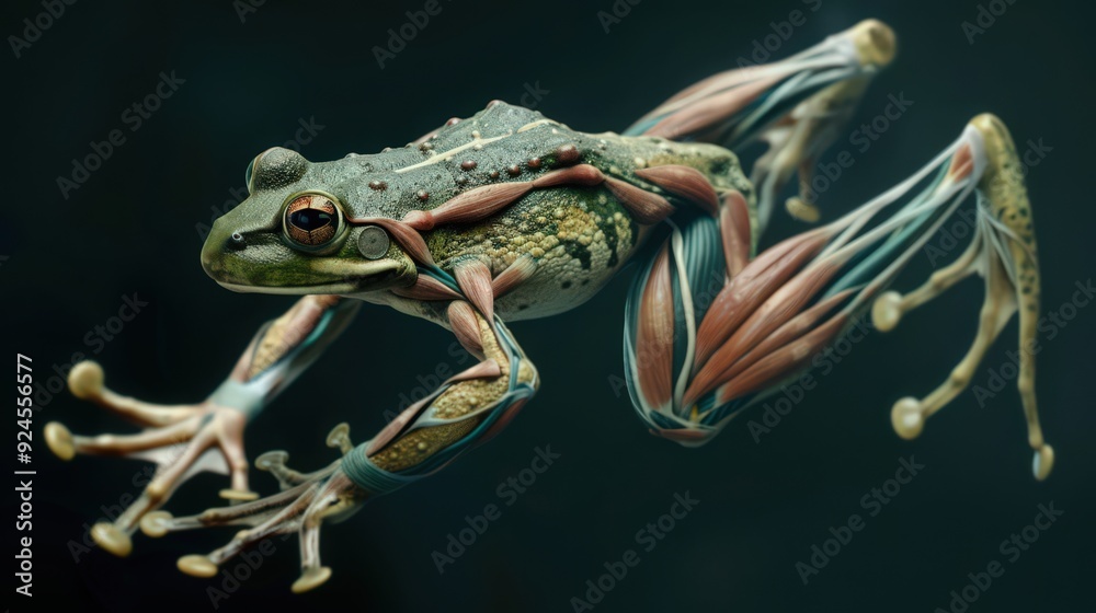 Ilustración de Stock Artistic representation of a frog's muscular ...