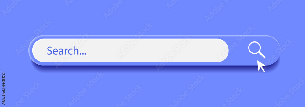3d search bar Internet browser engine on blue background for UI design ...