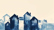 Blue Watercolor Winter Cityscape Free Stock Photo - Public Domain Pictures