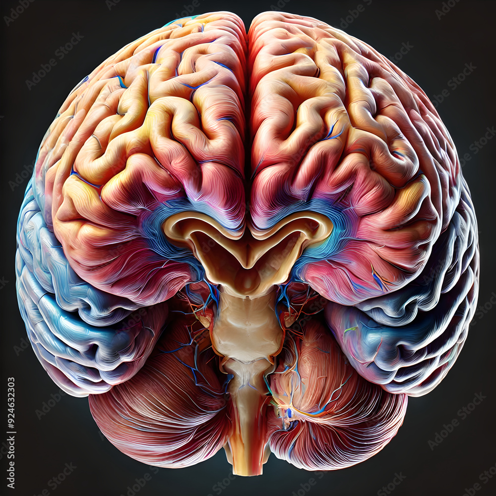 3D Human brain anatomy illustration for a neuroscience textbook ...