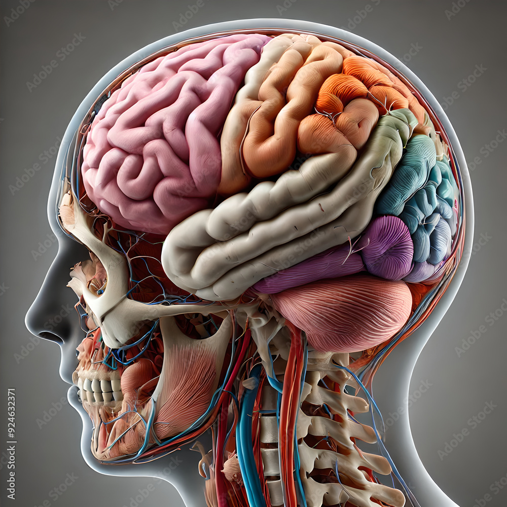 Ilustración de Stock 3D Human brain anatomy illustration for a ...