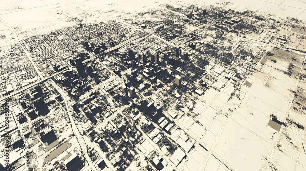 Ilustração Technical aerial visual, 3D LiDAR GIS aerial map satellite ...