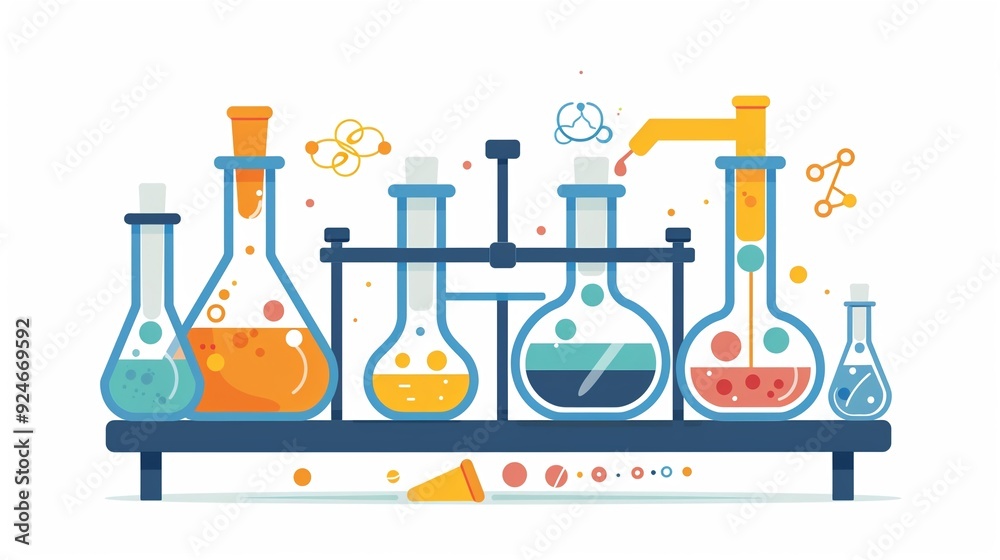 Innovative STEM laboratory clipart, science experiments, flat art ...