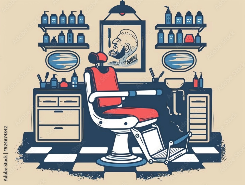 Vintage barber shop clipart, classic razor, flat art, simple cartoon 2D ...