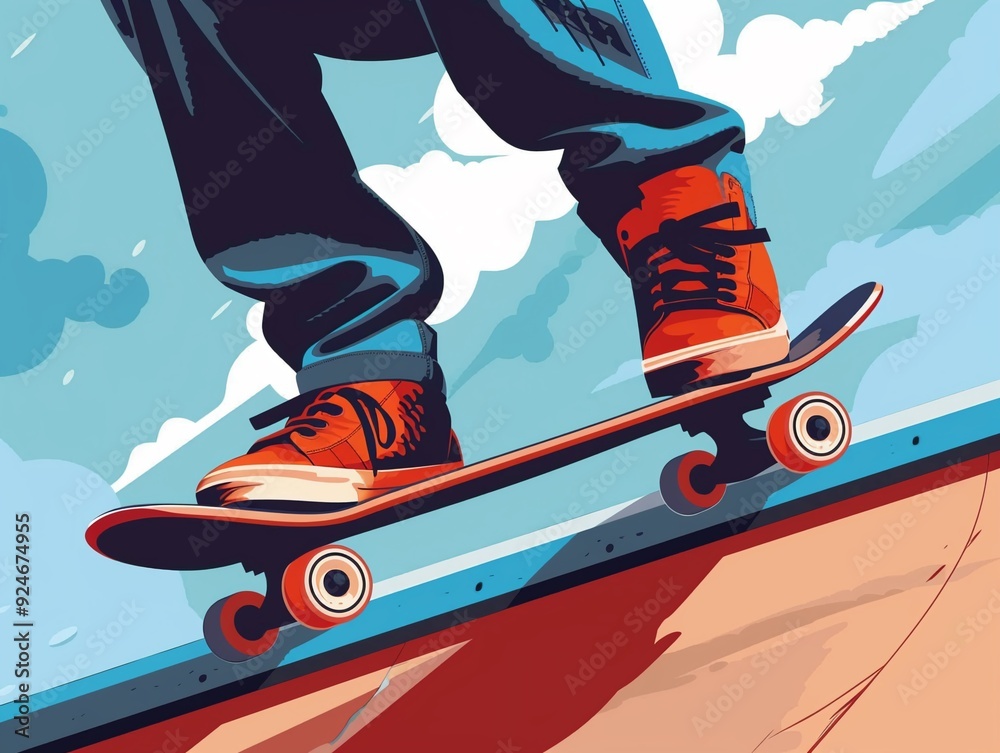 Action-packed skate park clipart, tricks and ramps, flat art, simple ...