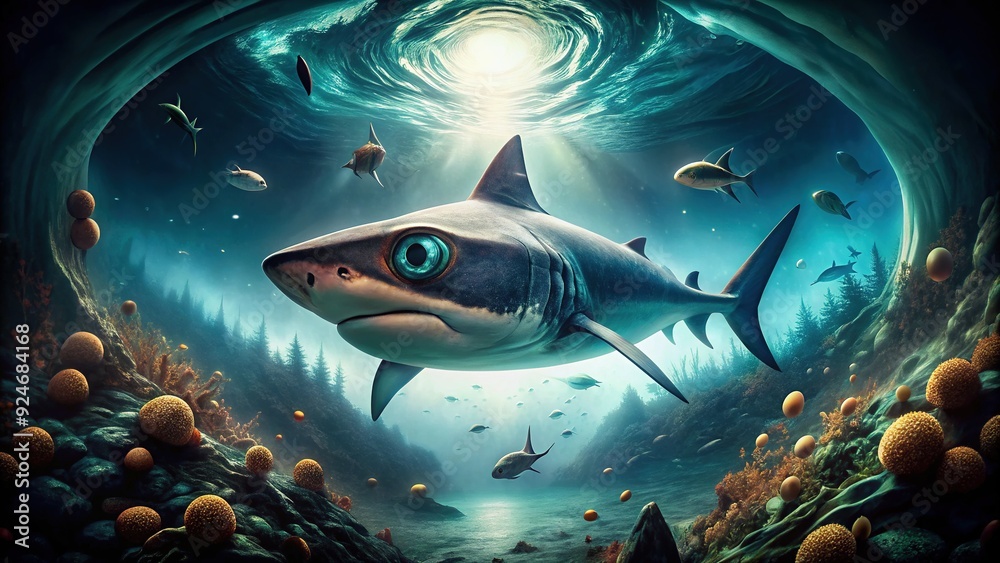 Surreal Dreamlike Submersion: Dreamy, surreal, shark eyes in underwater ...