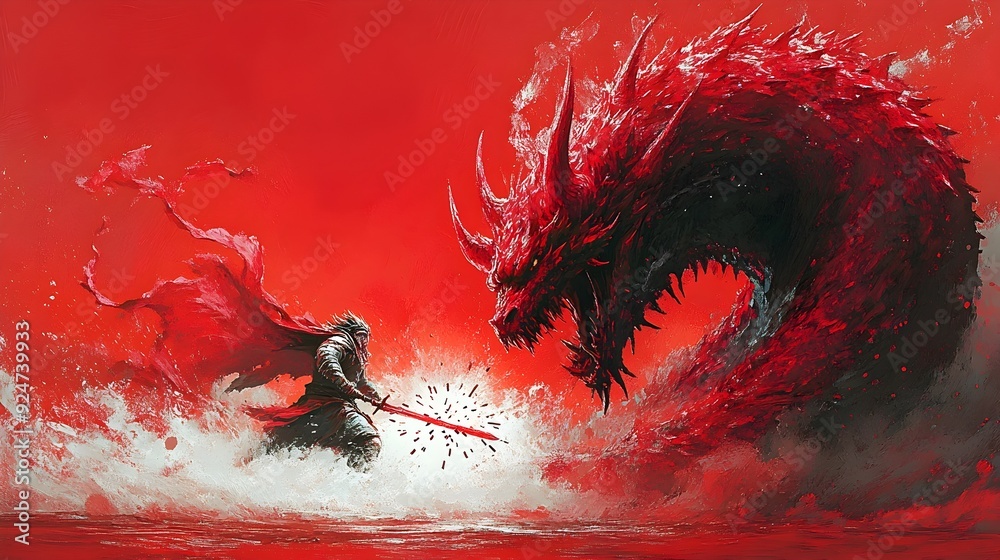 Valiant Hero Slays Fearsome Hydra in Fiery Clash of Mythical ...
