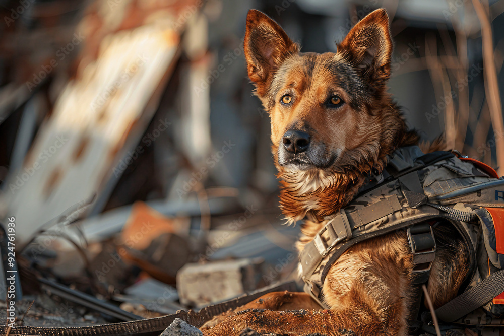 Sad crying victim child person in ruined building destruction war ...