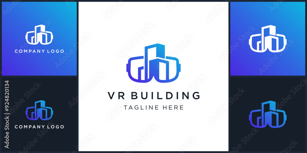 Vector of vr building logo design template, can be used in various ...