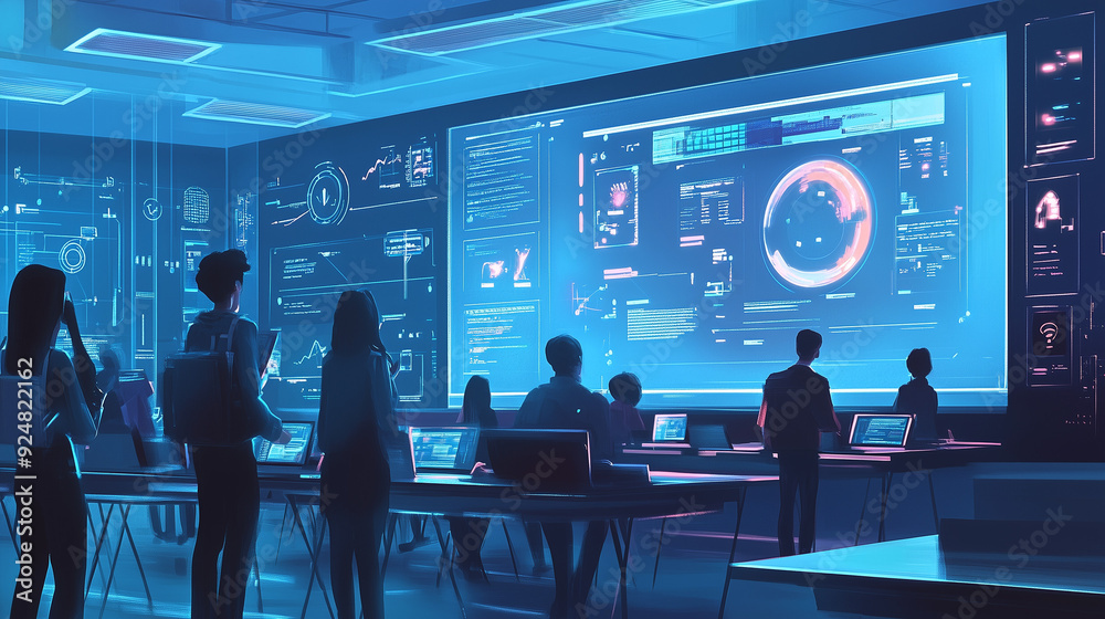 Futuristic AI-Enhanced Smart Classroom with Interactive Learning Tools ...