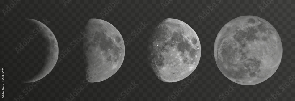 Set of realistic vector moon on an isolated transparent background ...