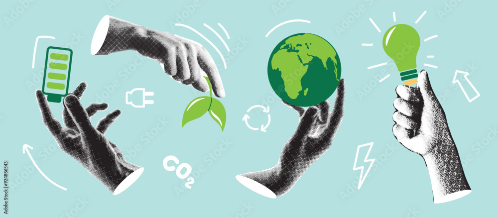 Ecological zero waste lifestyle and sustainability elements set ...