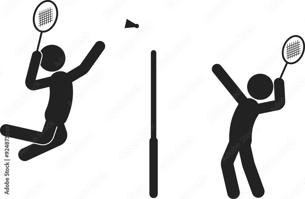 Isolated sport pictogram badminton, stick figure smash symbol Stock ...