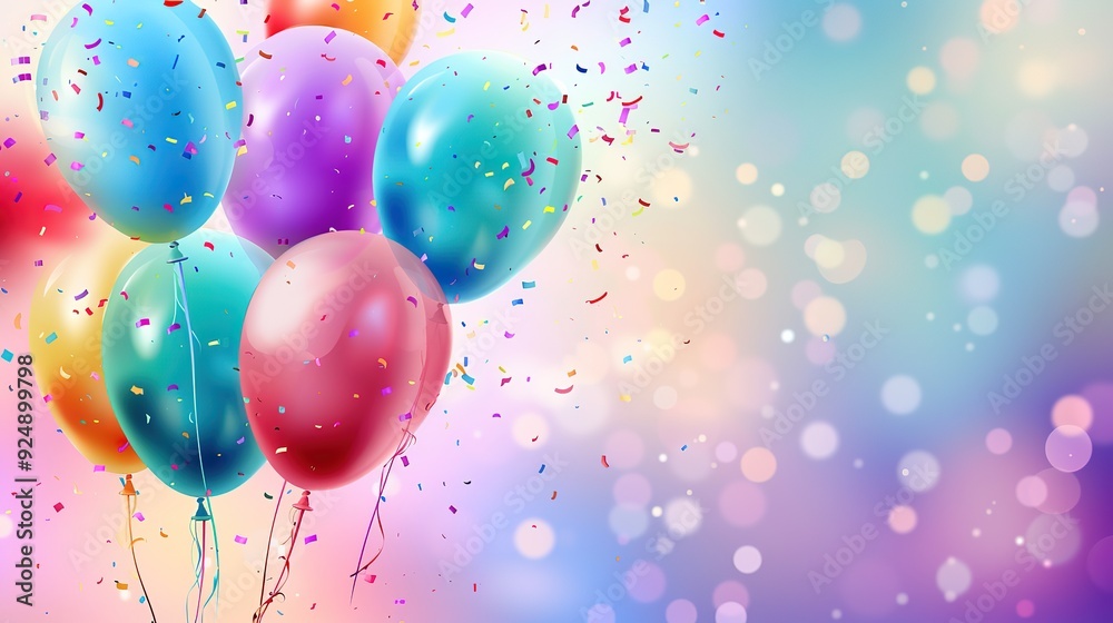 Spectacular Birthday background with balloons and confetti birthday ...