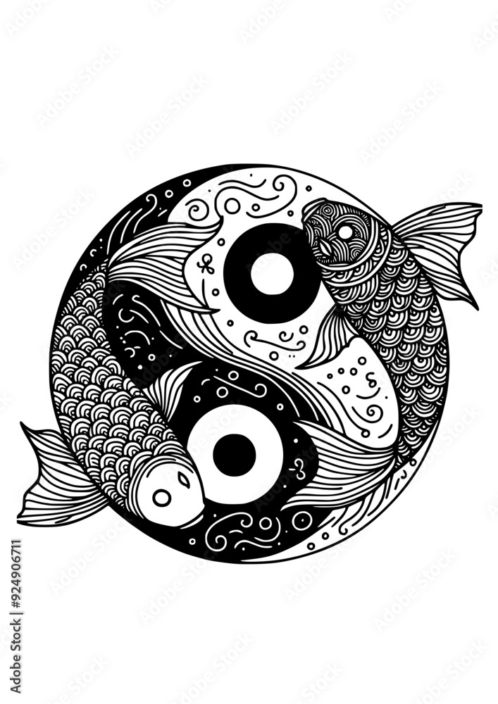 Image vectorielle Stock Koi Yin Yang Fish SVG, Japanese fish SVG, Japan ...