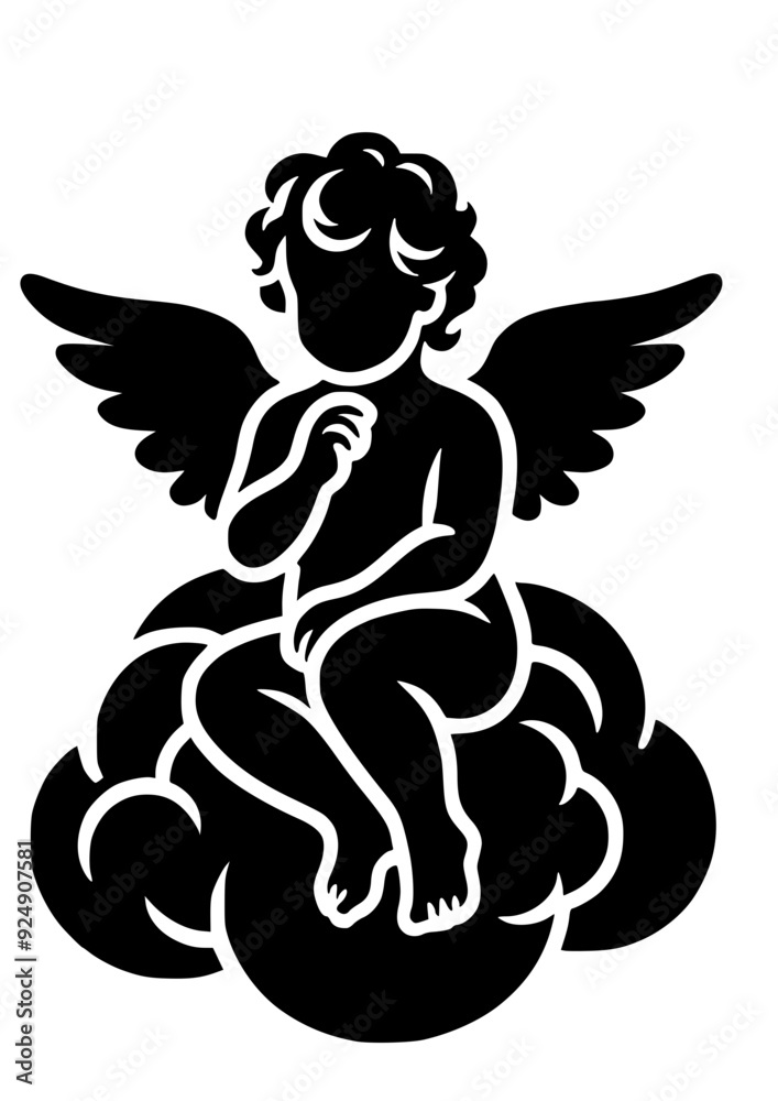 Image vectorielle Stock Cherub Angel SVG, Cute Angel SVG, Little Angel ...
