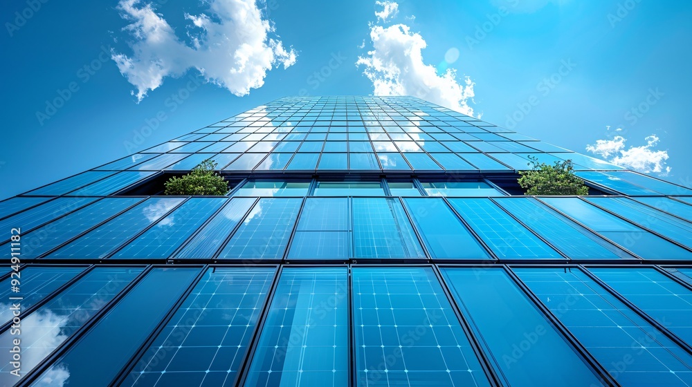 Solar Cells on a Skyscraper: Solar cells covering the facade of a ...