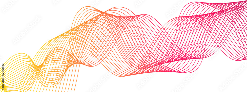 Abstract Smooth wave round lines design background layout. Glowing ...