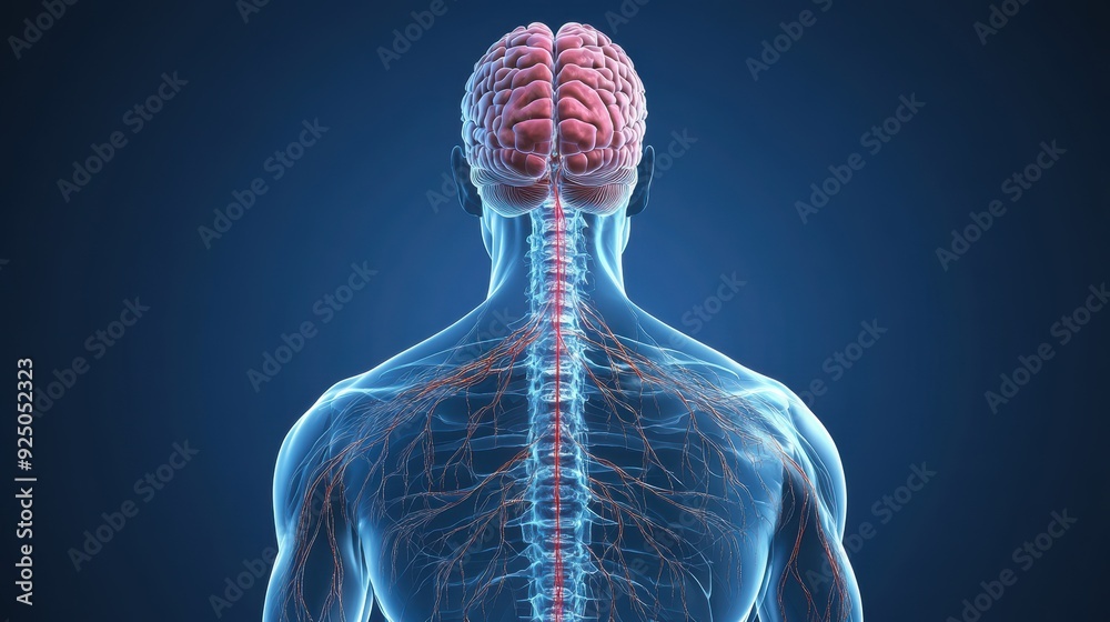 Detailed Anatomy of the Human Nervous System: Labeled Brain and Spinal ...
