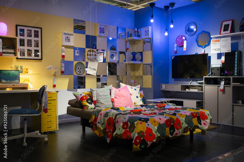 PENANG, MALAYSIA - AUG 14, 2024: IKEA new fancy colour theme bedroom ...