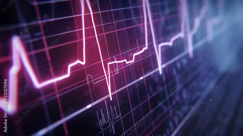 ECG, EKG electrocardiogram showing heartthrob. Complete range of colors ...