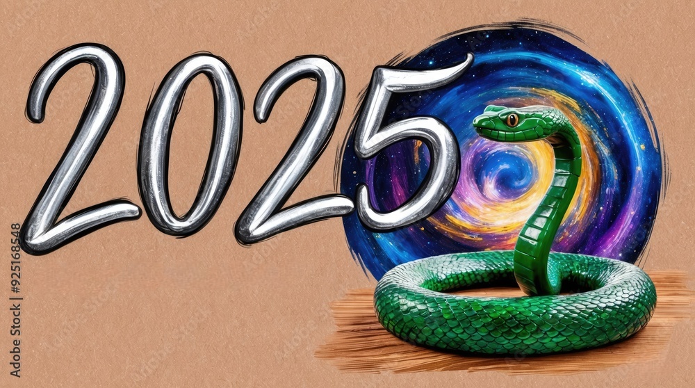 Green snake and gray inscription 2025, the snake as a symbol of the ...