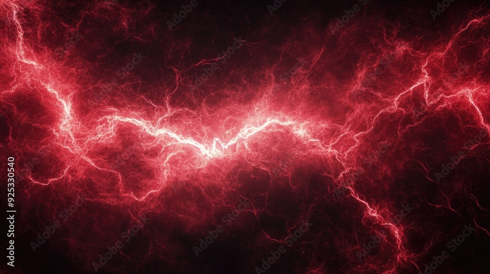 electric texture. red lightning on dark sky background. Thunderbolt ...