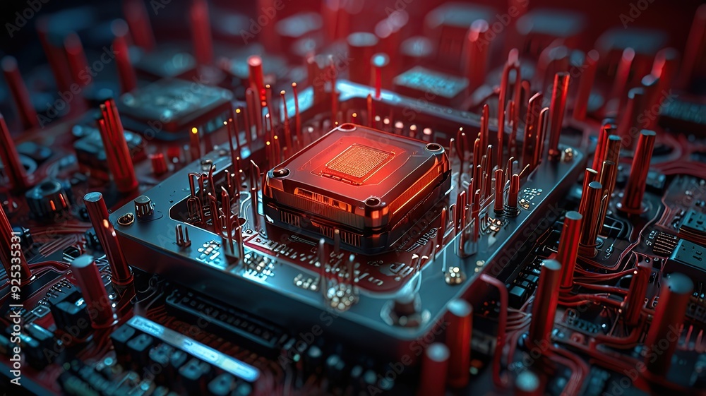 Abstract technology circuit design CPU motherboard of a computer board ...