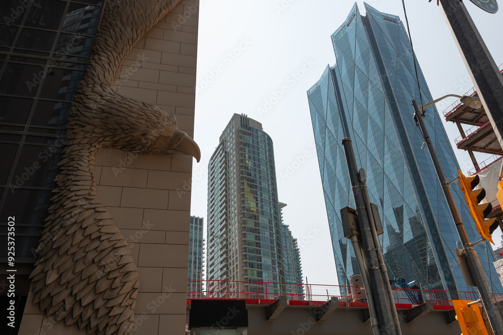 eagle sculpture by Dean Drever on exterior of condo tower at southeast ...