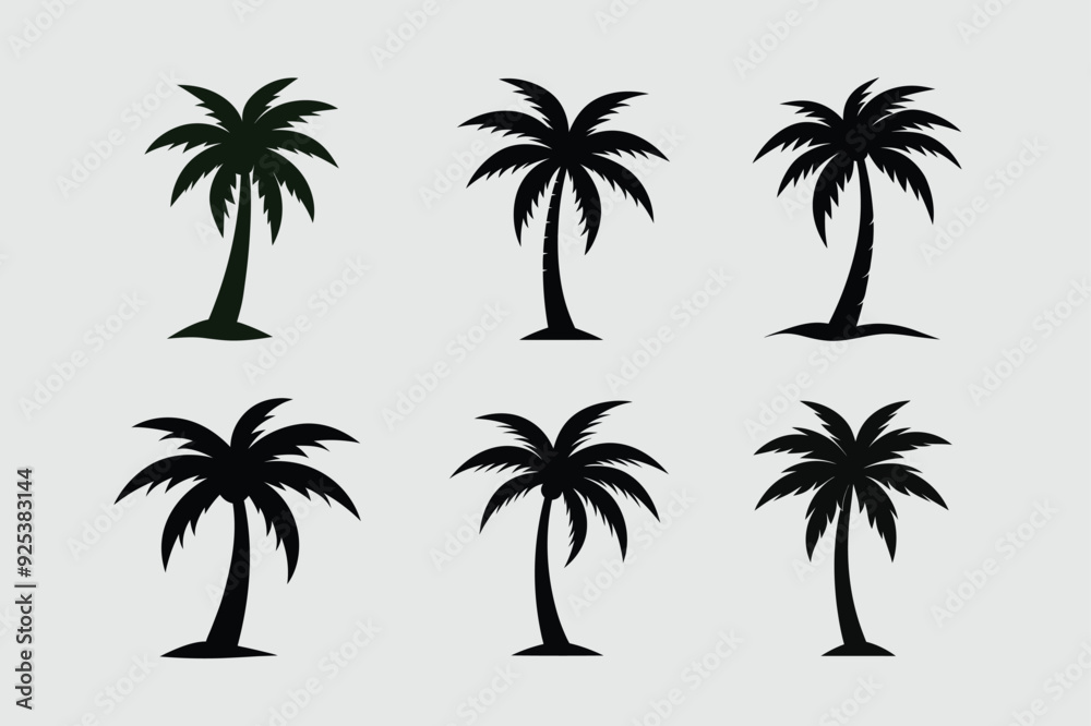Palm Tree Line Art Silhouette Vector Abstract Geometric Palm Tree ...