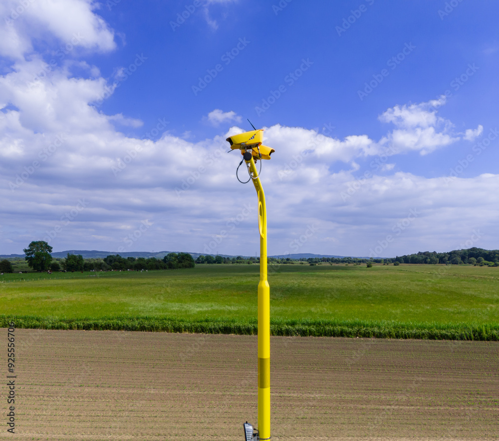 Stock-Foto „Aerial image of an average speed check camera on a rural ...