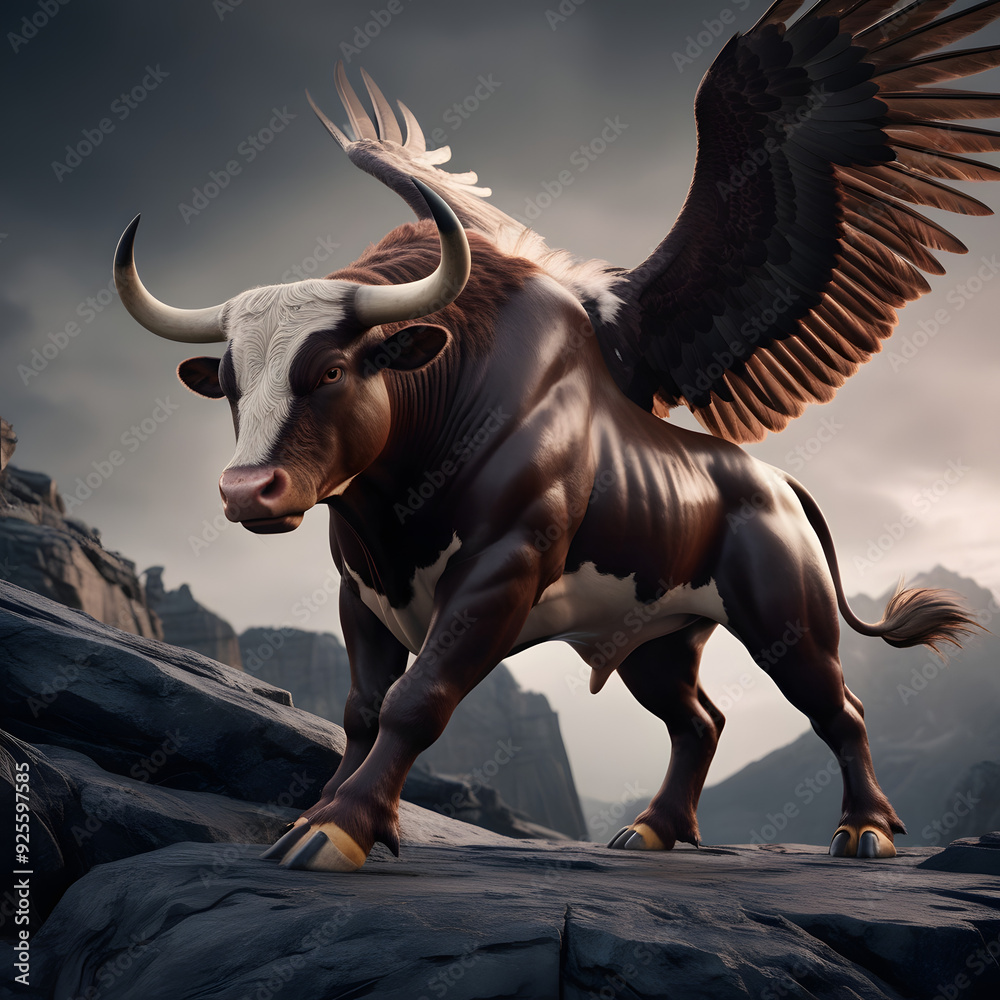 bull eagle , winged bull Stock Illustration | Adobe Stock