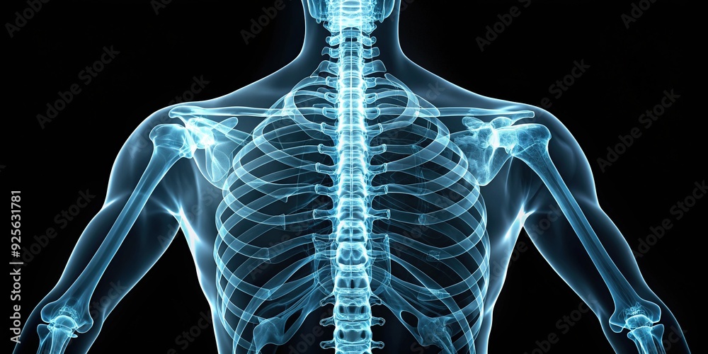 A detailed X-ray image of a healthy spine, showcasing a straight ...