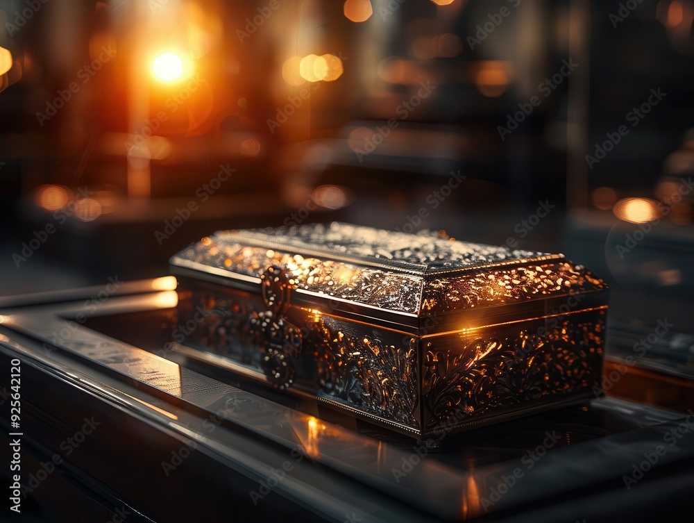 Ancient relics displayed in a museum setting, softly lit to highlight ...