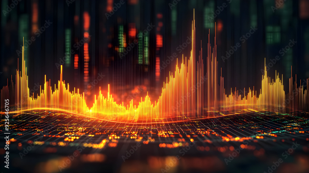 Visualisasi data dengan grafik berwarna oranye dan hijau. Stock ...