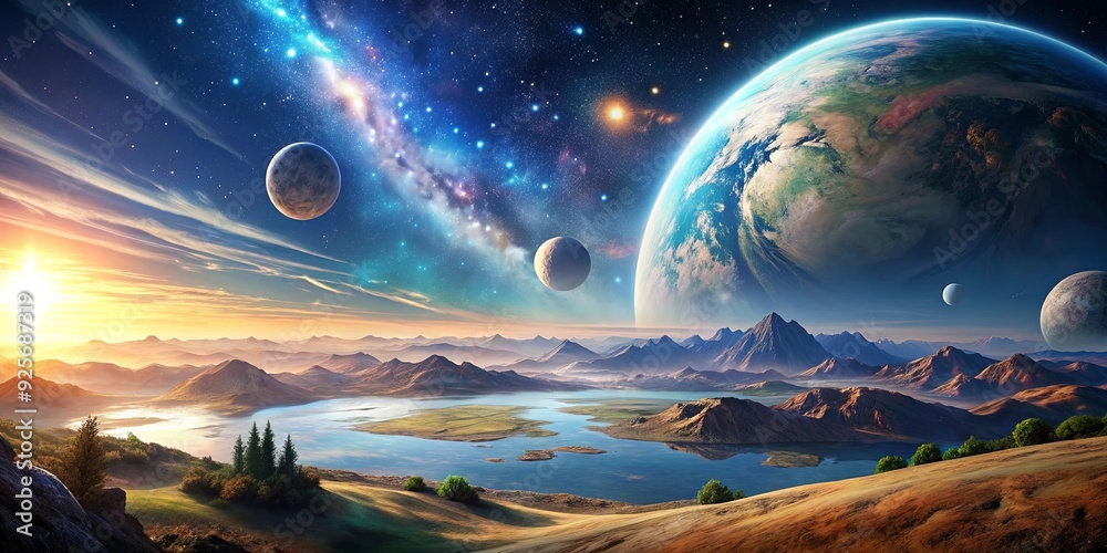 4k landscape wallpaper featuring beautiful planet and space scenery ...