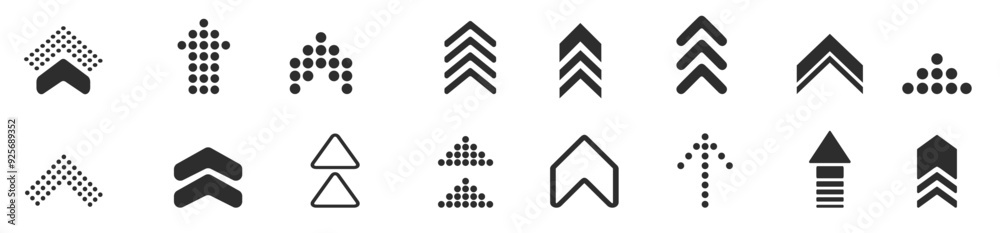 Swipe icons set. Up arrow button symbols. Scrolling, slide icon collection. Vector illustration ...